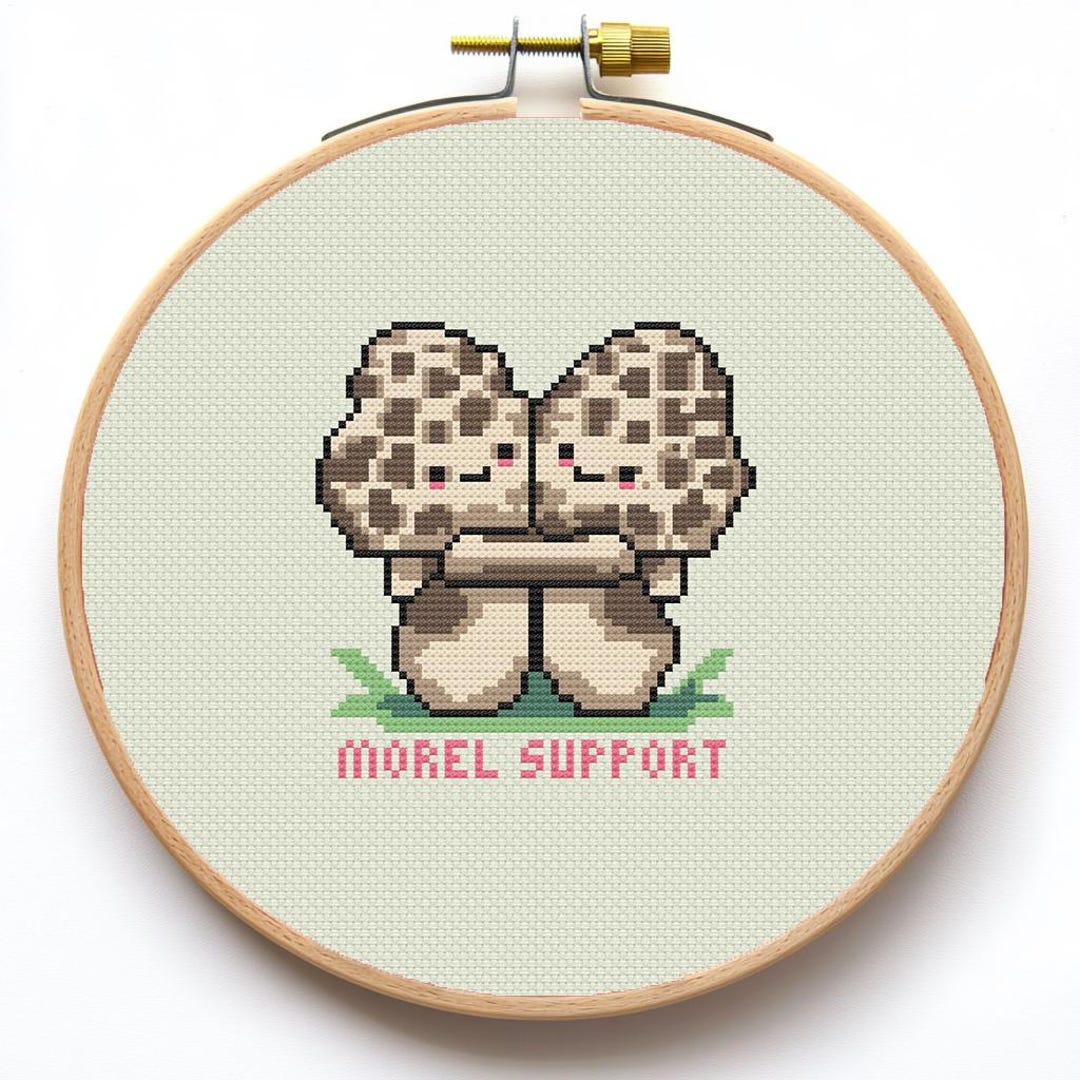 Cute Morel Support Cross Stitch Pattern Hoop Embroidery PDF Instant ...