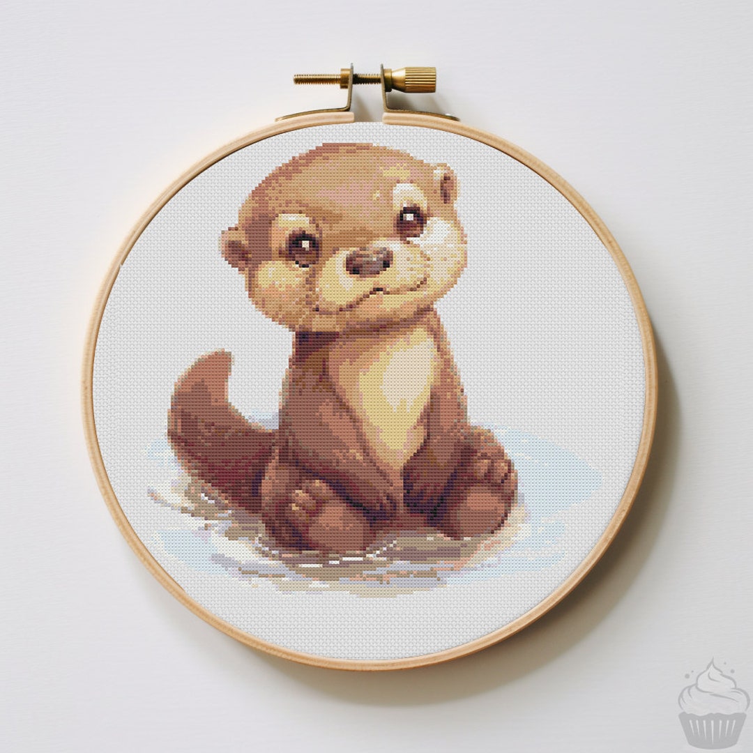 Cute Otter Cross Stitch Pattern Hoop Embroidery PDF Instant Download ...