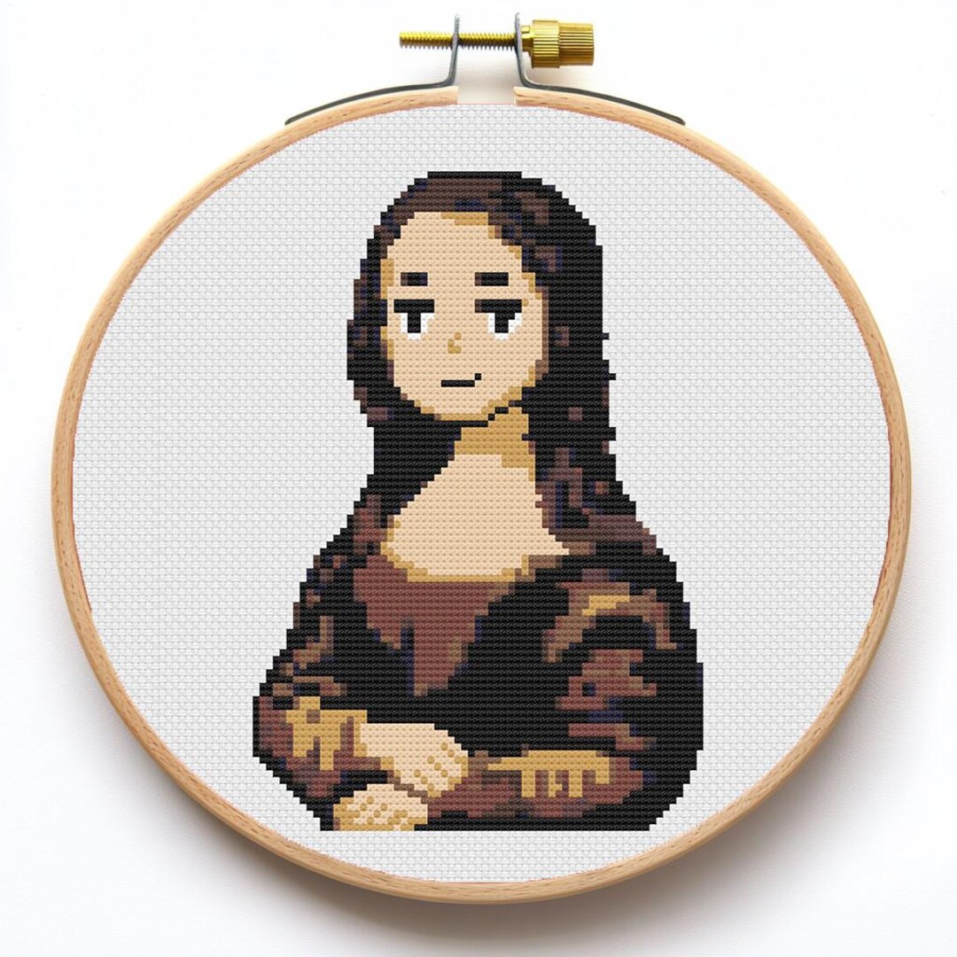 Cute Mona Lisa Cross Stitch Pattern Hoop Embroidery PDF Instant ...