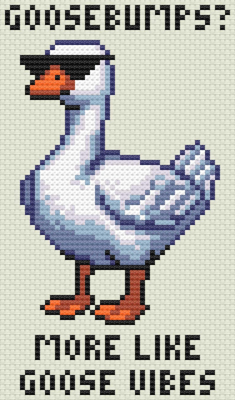 Cute Goose Vibes Goosebumps Cross Stitch Pattern | Hoop Embroidery ...