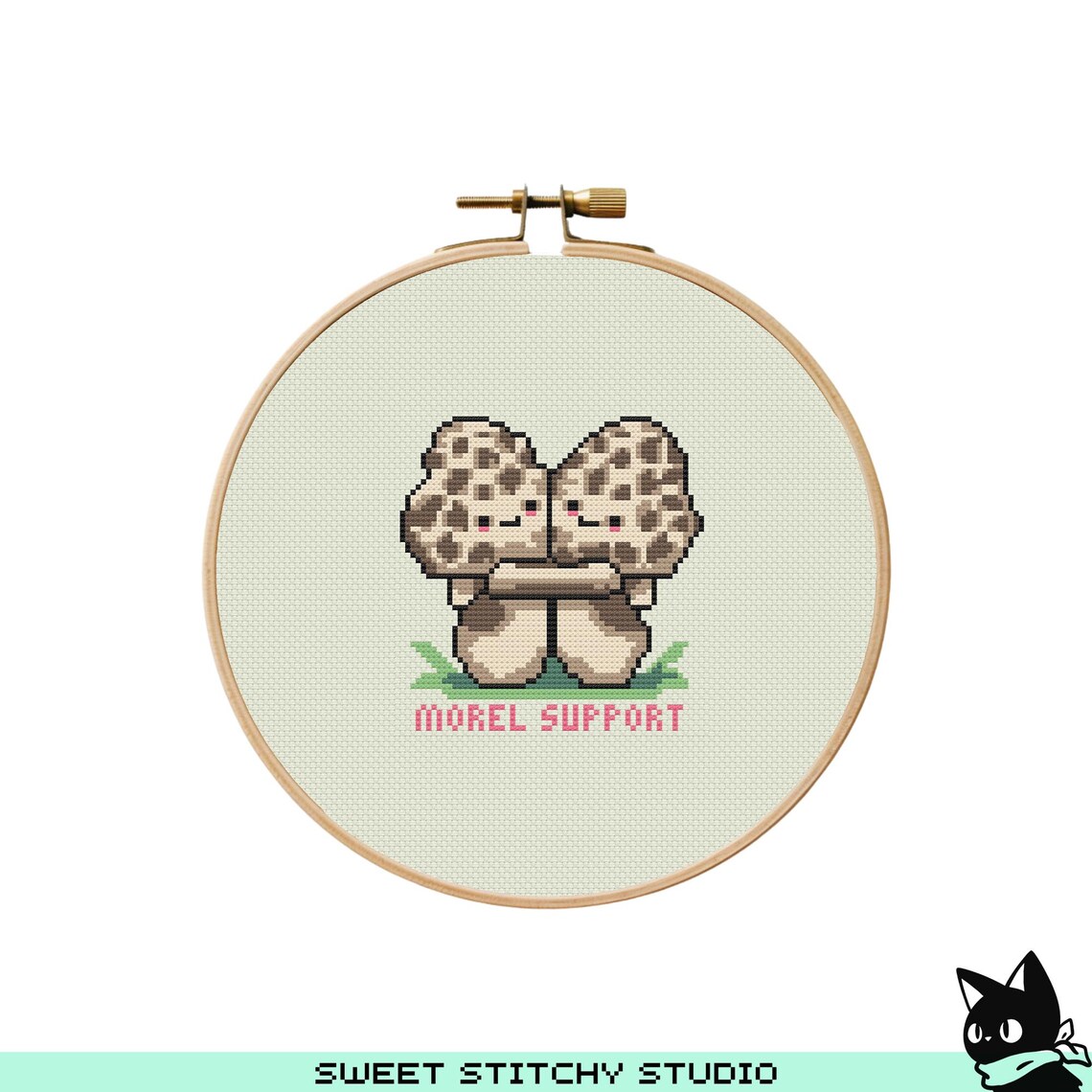 Cute Morel Support Cross Stitch Pattern | Hoop Embroidery | PDF ...