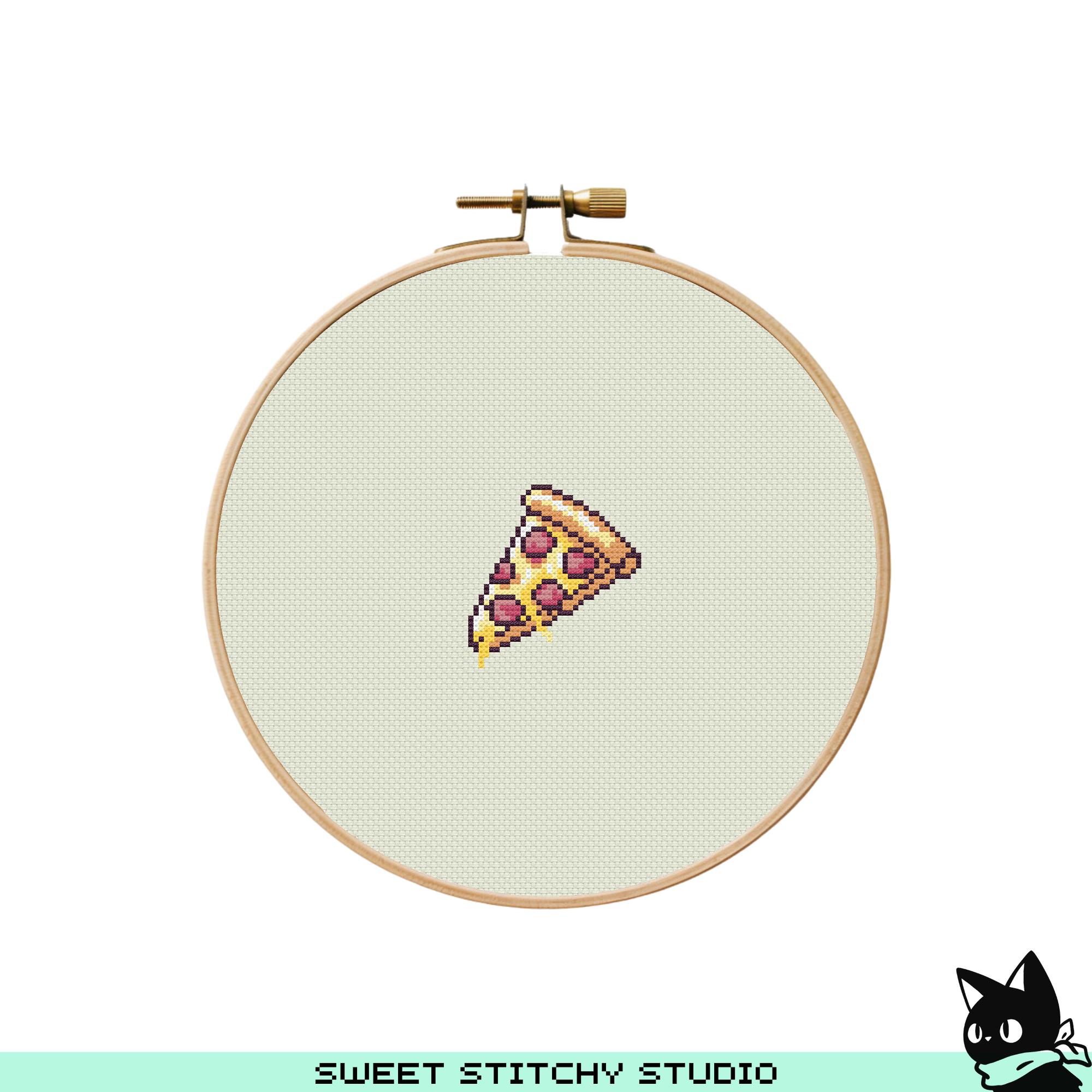 Cute Pizza Slice Cross Stitch Pattern | Hoop Embroidery | PDF | Instant ...
