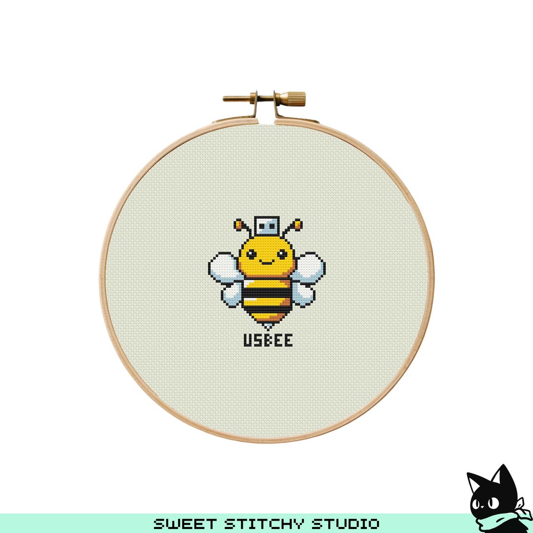 Cute Usbee Usb Bee Cross Stitch Pattern | Hoop Embroidery | PDF ...