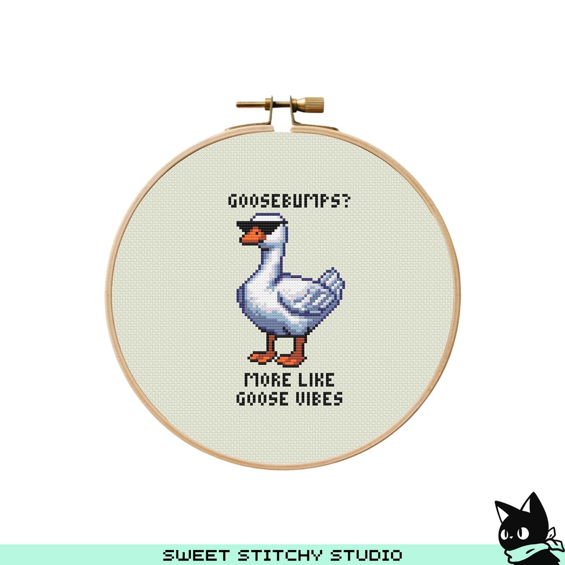 Cute Goose Vibes Goosebumps Cross Stitch Pattern | Hoop Embroidery ...