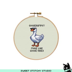 Cute Goose Vibes Goosebumps Cross Stitch Pattern | Hoop Embroidery ...
