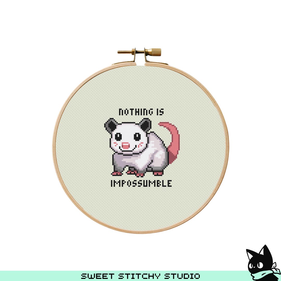 Cute Possum Impossumble Cross Stitch Pattern | Hoop Embroidery | PDF ...