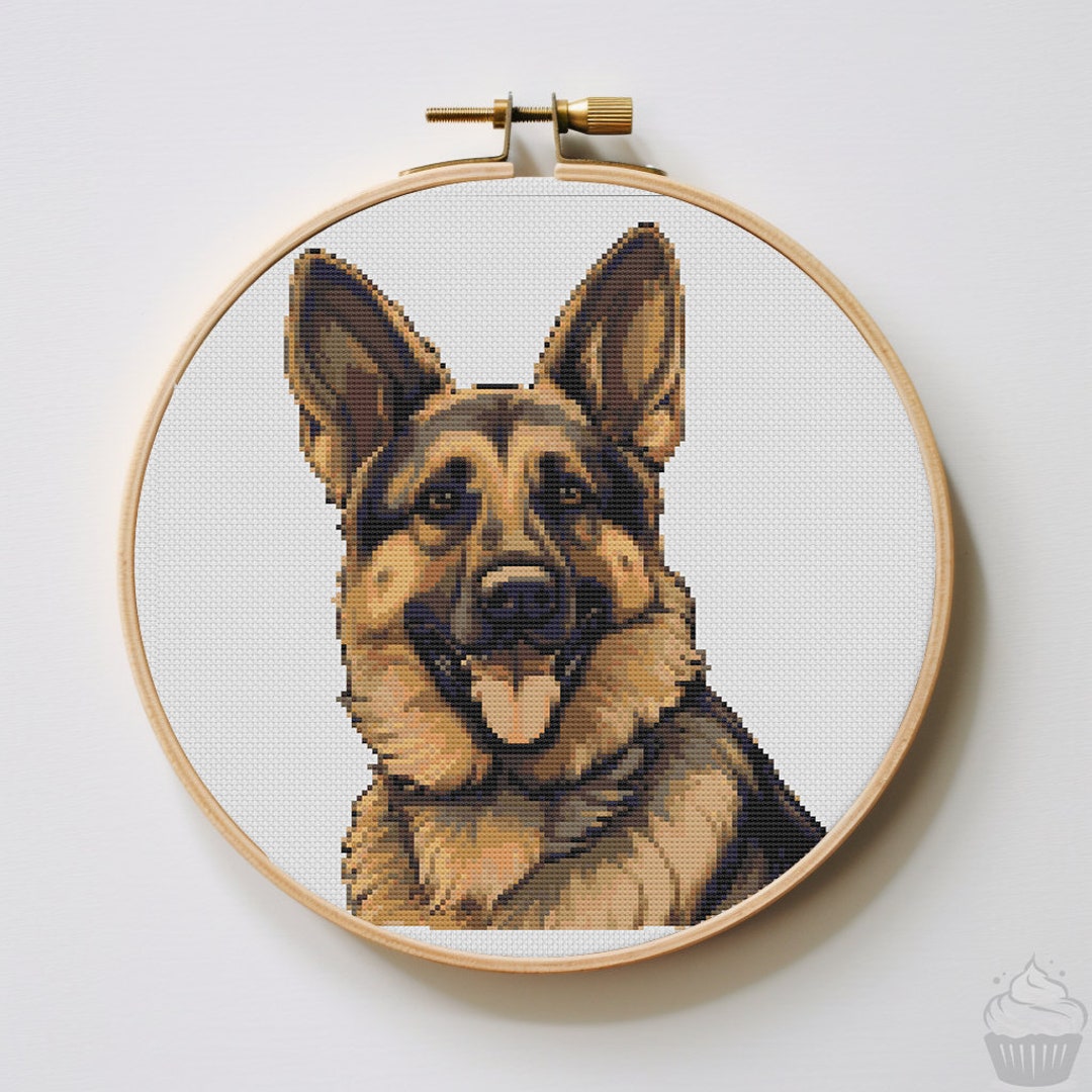 German Shepherd Cross Stitch Pattern Hoop Embroidery PDF Instant ...