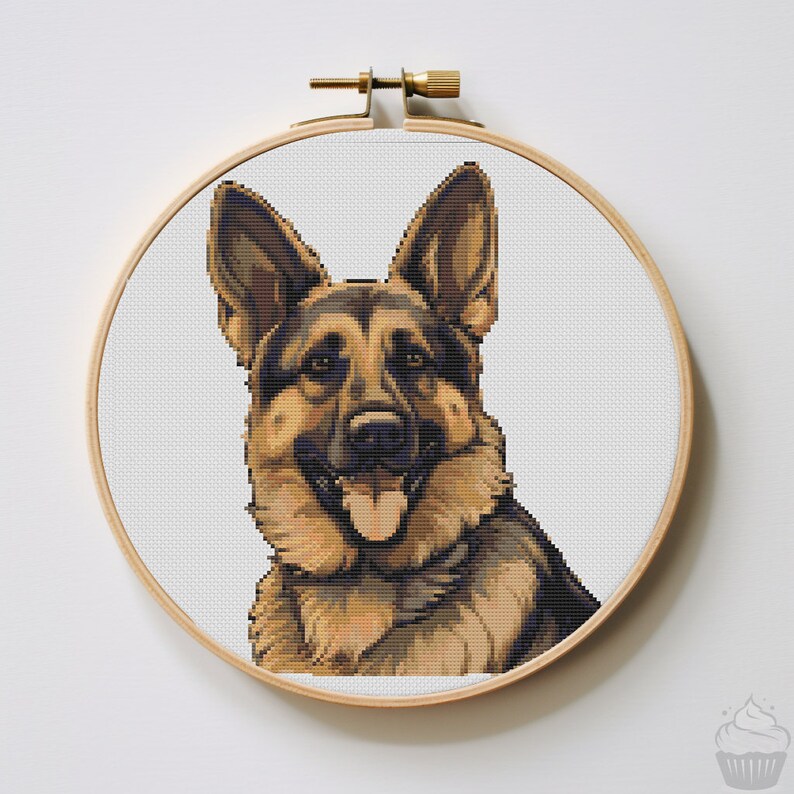 German Shepherd Cross Stitch Pattern Hoop Embroidery PDF Instant ...