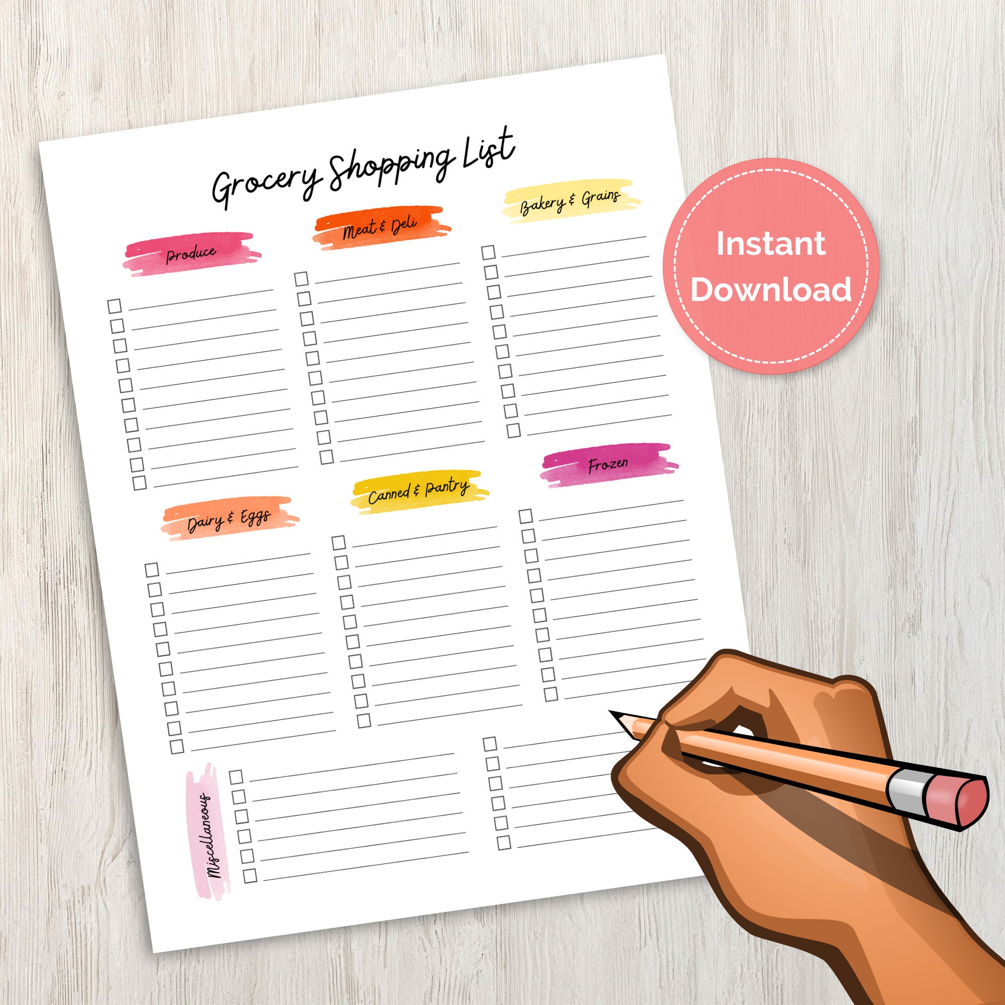 Grocery Shopping List Printable PDF Download - Etsy