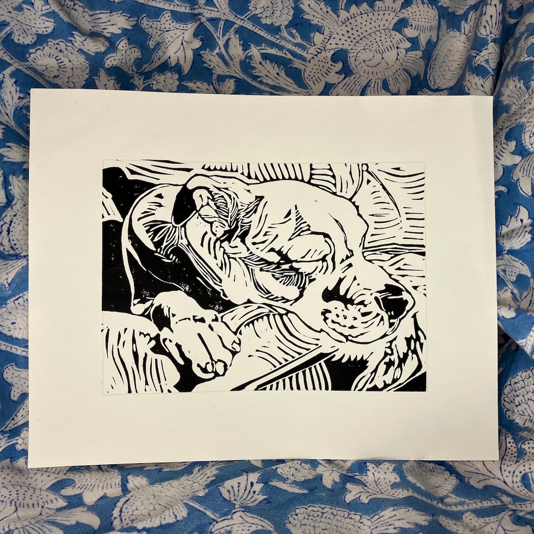 Pet Portrait Linocut, Relief Print, Custom Traditional Art From Photo ...