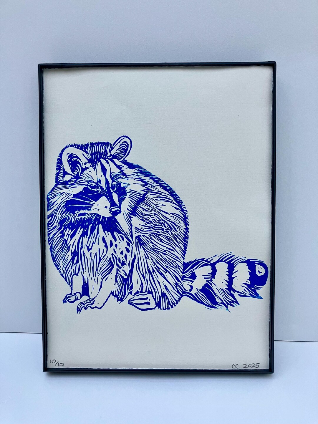 Raccoon Art Print, Original Linocut, Animals of Maine, 8x6 Wall Decor ...