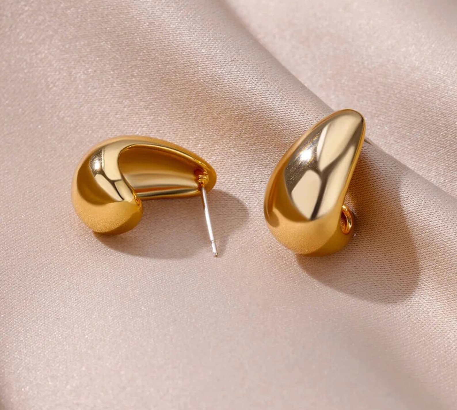 Teardrop Earrings Chunky Water Drop Studs Gold Stainless Earrings Women ...