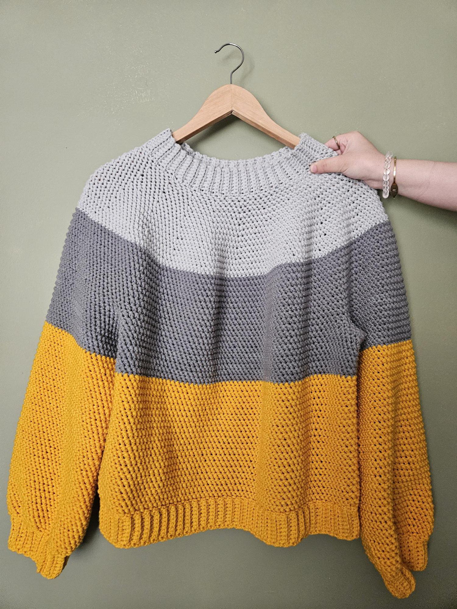 Golden Horizon Sweater Crochet Pattern: Top-down Block Colour (PDF ...