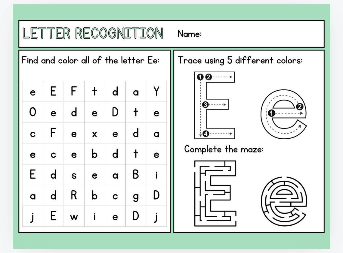 Letter Recognition Packet - Etsy