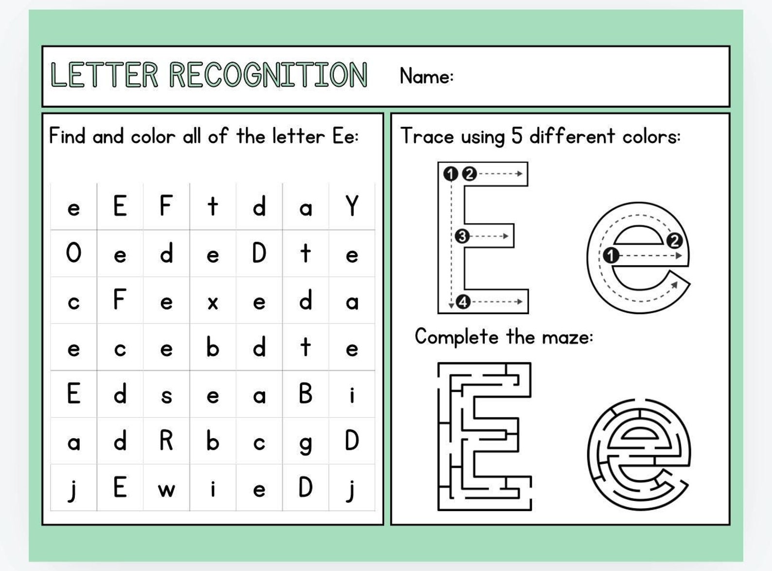 Letter Recognition Packet - Etsy