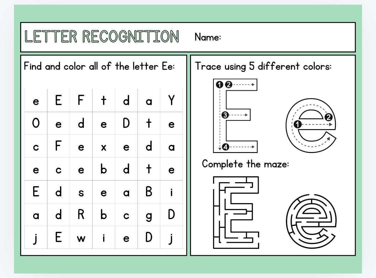 Letter Recognition Packet - Etsy