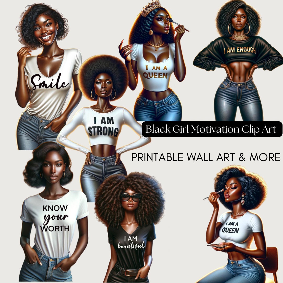 Black Girl Digital Clip Art| Individual Digital Prints| Digital Clip ...