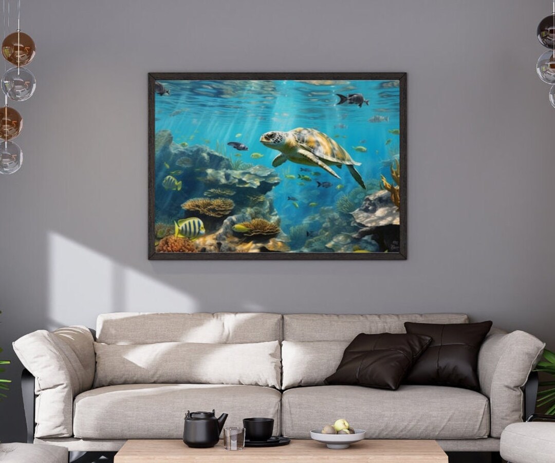 Sea Turtle Wall Art Beautiful Aquatic Turtles Canvas Print Multicolored ...
