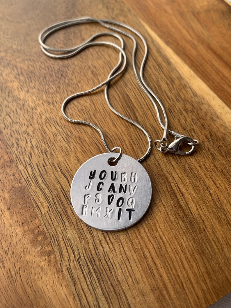Word Search Necklace: “you Can Do It” Hand Stamped Necklace Friend ...