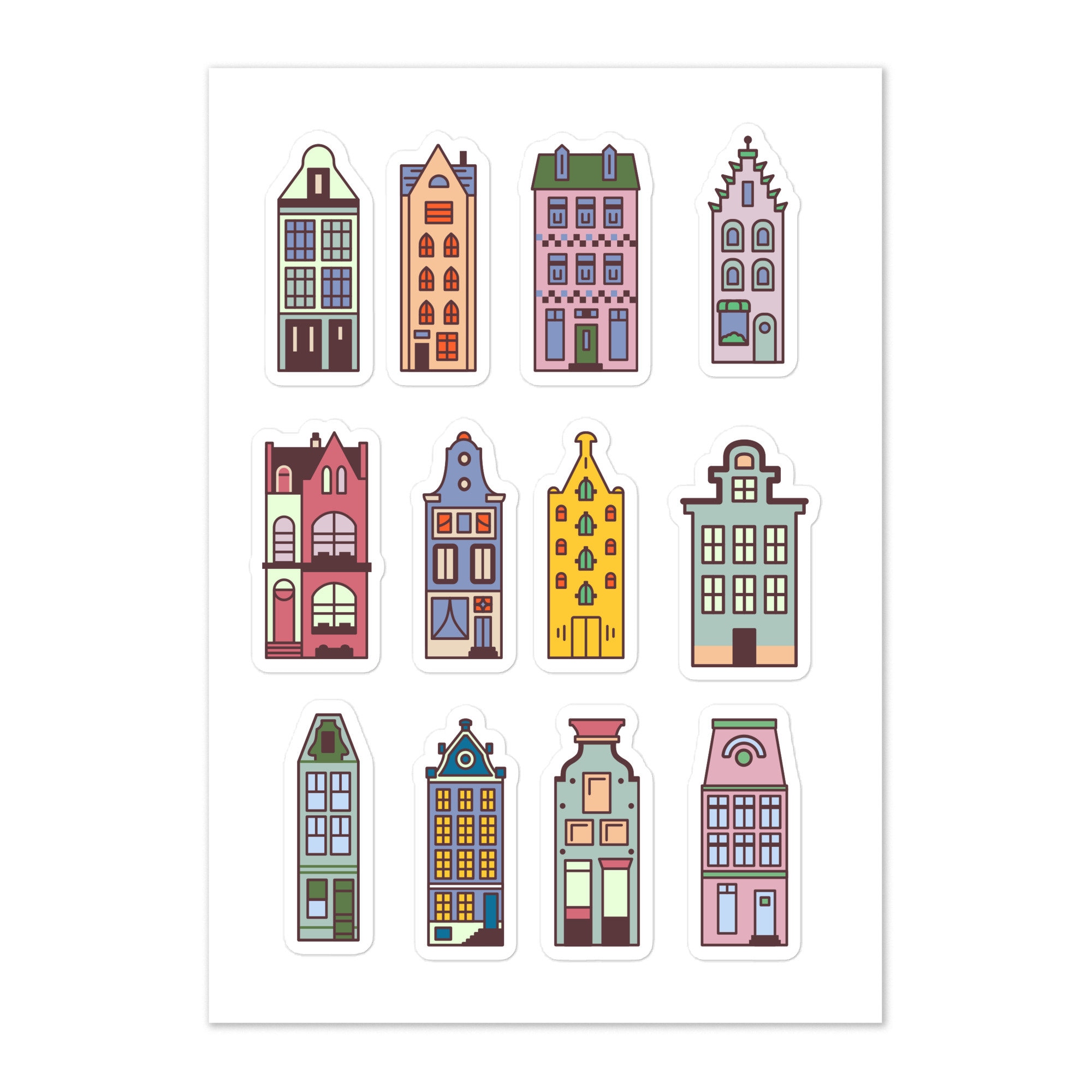 Stickers-narrow Canal Houses Sticker Sheet - Etsy