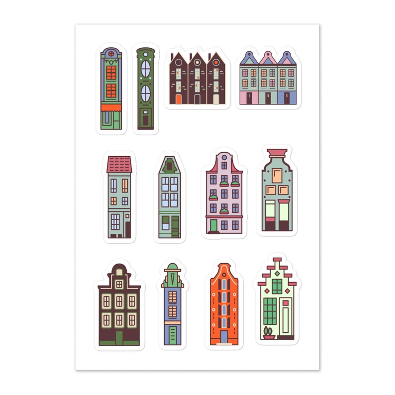 Stickers-narrow Canal Houses Sticker Sheet - Etsy