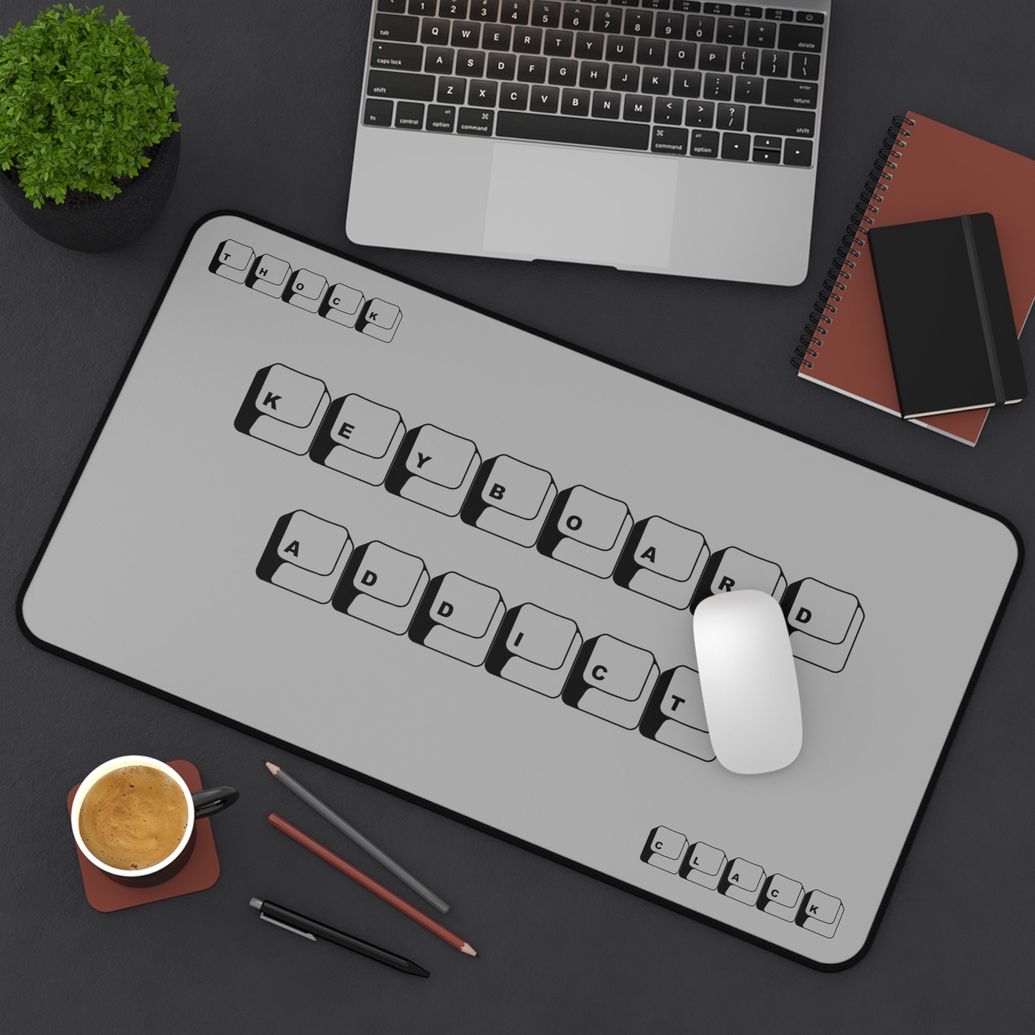 Mechanical Keyboard Desk Mat KEYBOARD ADDICT Mouse Pad Nerdy Office Gift Custom Artisan Keycaps ...