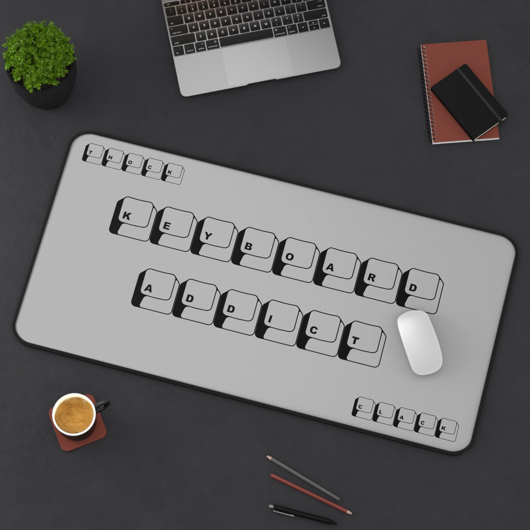 Mechanical Keyboard Desk Mat KEYBOARD ADDICT Mouse Pad Nerdy Office ...