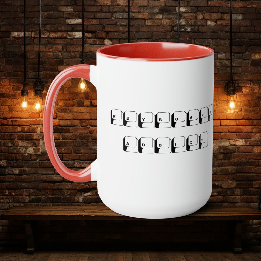 Mechanical Keyboard Coffee Mug - KEYBOARD ADDICT - 15oz - Nerdy Office ...