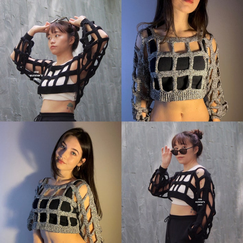 BLYTHE Grid Sweater Pattern Intermediate Pattern Y2k Acubi Street Wear ...