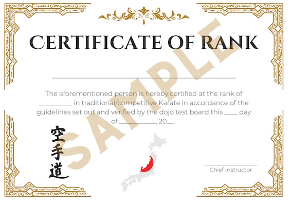 Karate Black Belt Certificate Templates
