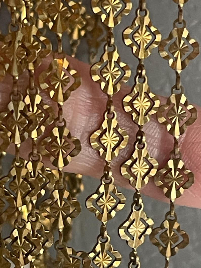 Brass Sparkle, Geometric Chain: Vintage Style, Dark Golden Brass Color ...