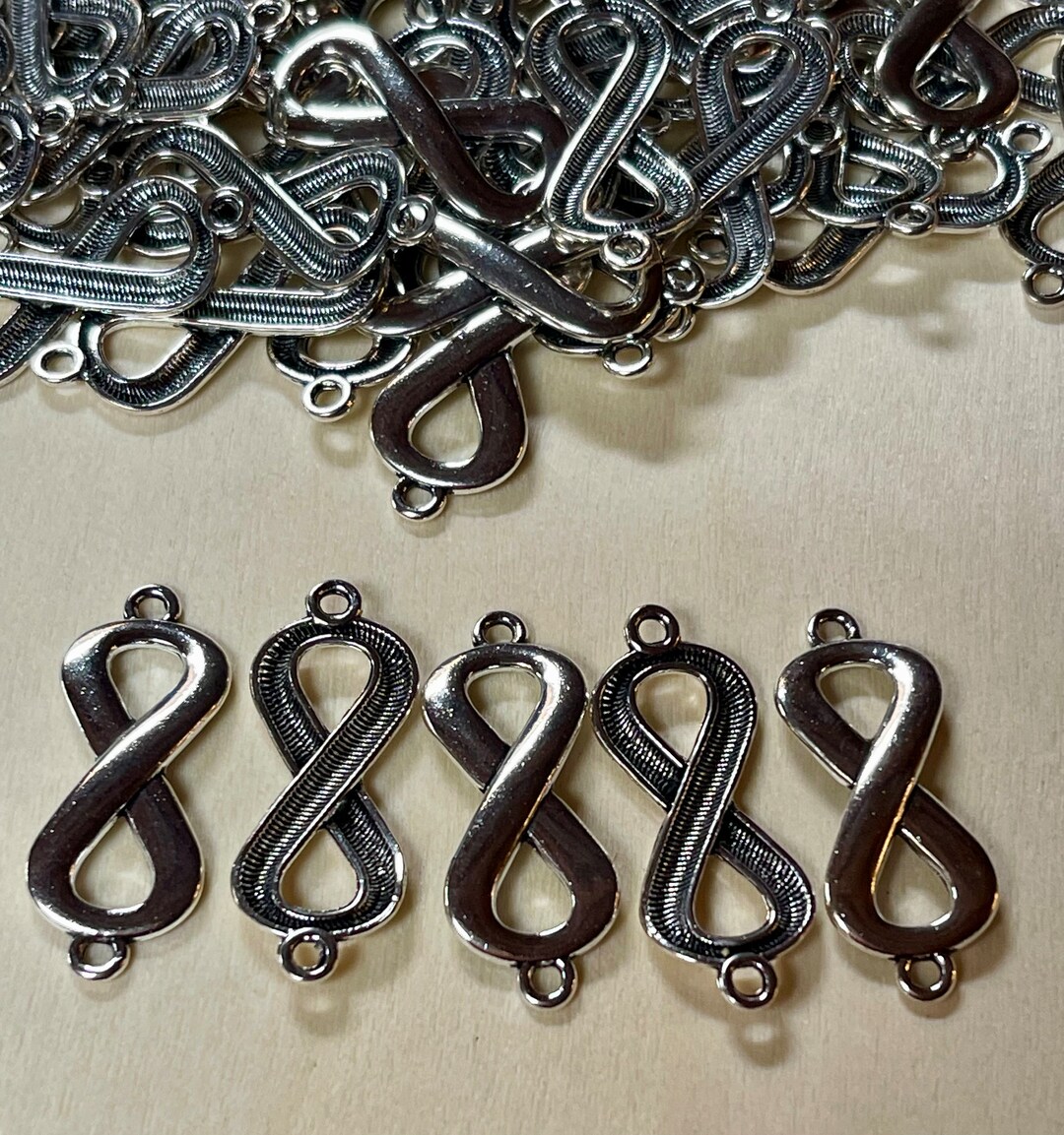 Infinity Connectors Links, Silver Metal. Slightly Curved, Good for ...