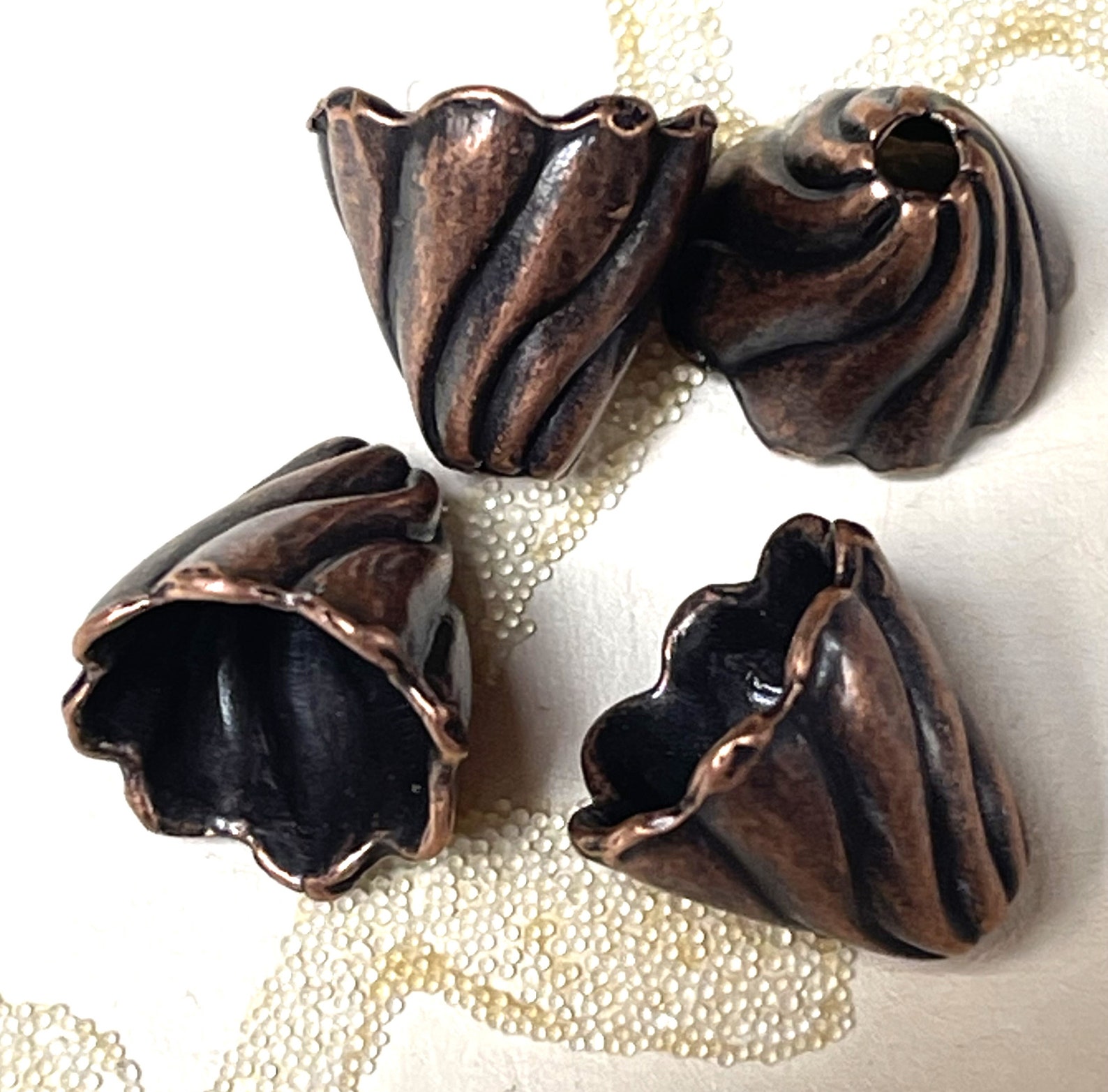 12 Mm X 13mm, Swirl Cone Bead Caps. Available in 3 Colors. 6 per Order ...