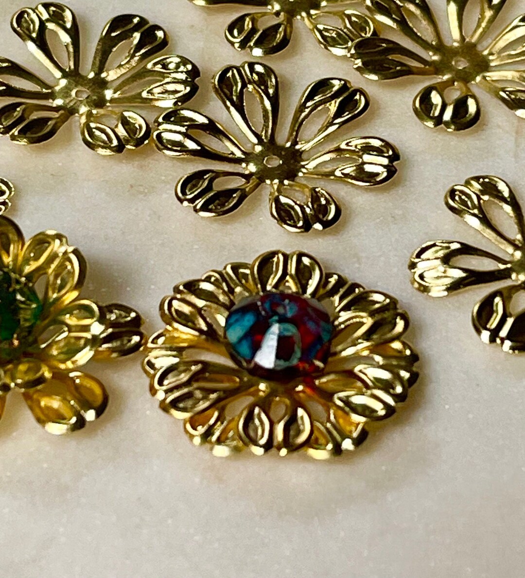 Fillagree Cut Out. 6-petal Iron Bead Cap Flowers, Antique Bronze, 25 ...