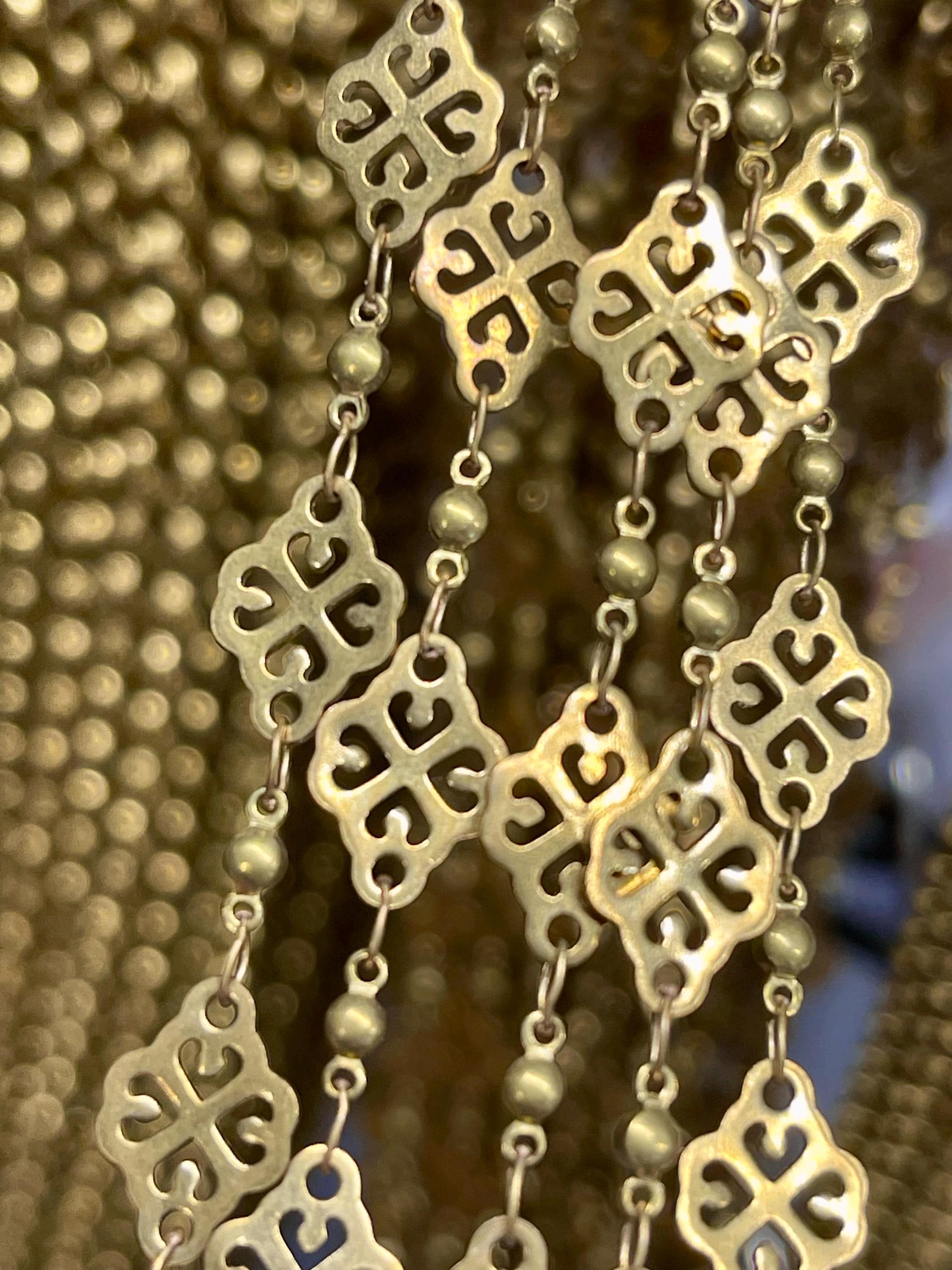 Renaissance Solid Brass Chain With Beads, Raw Unplated Brass ...