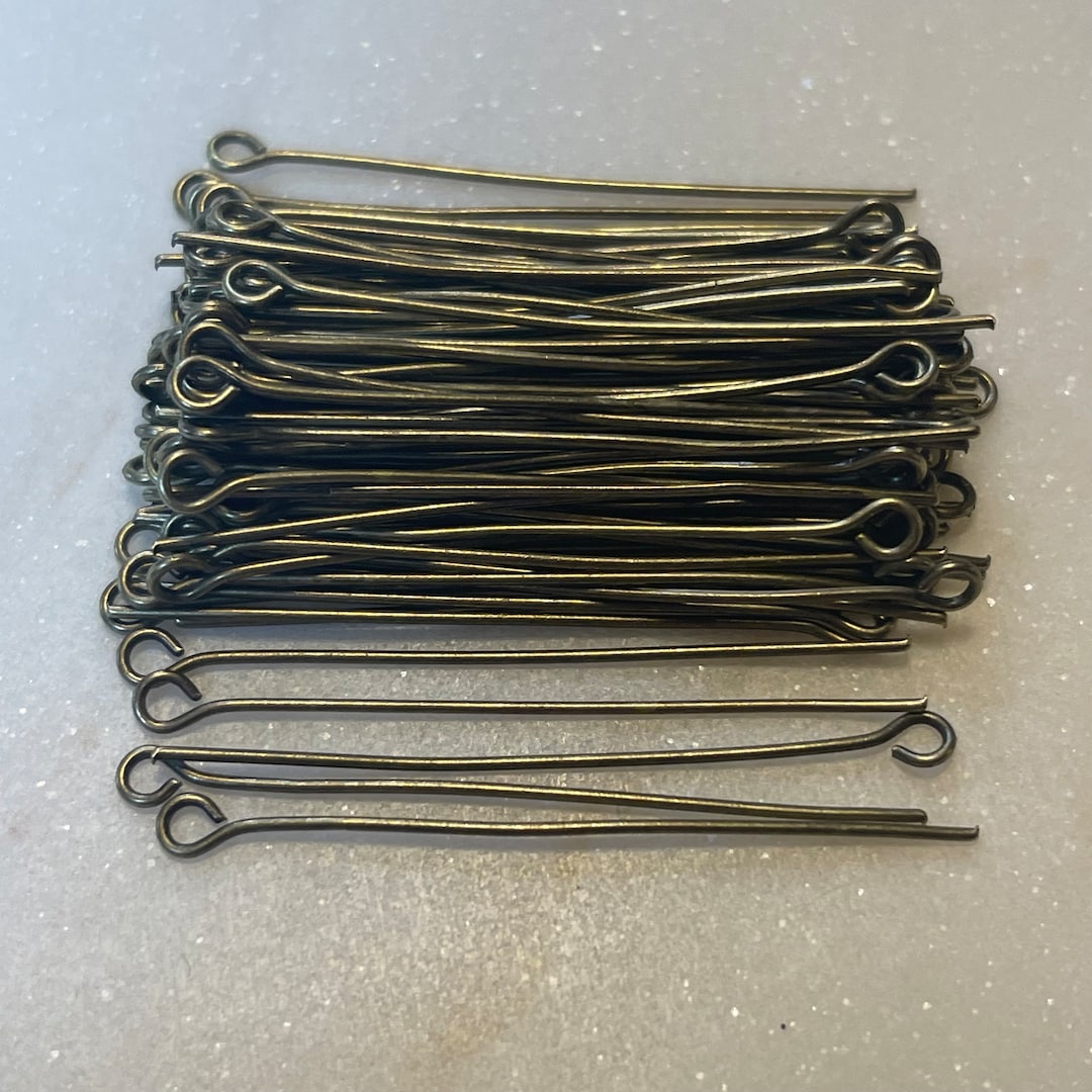 Antiqued Bronze Color Iron Eye Pins, 40mm (1 1/2″inches) Opening 2mm ...