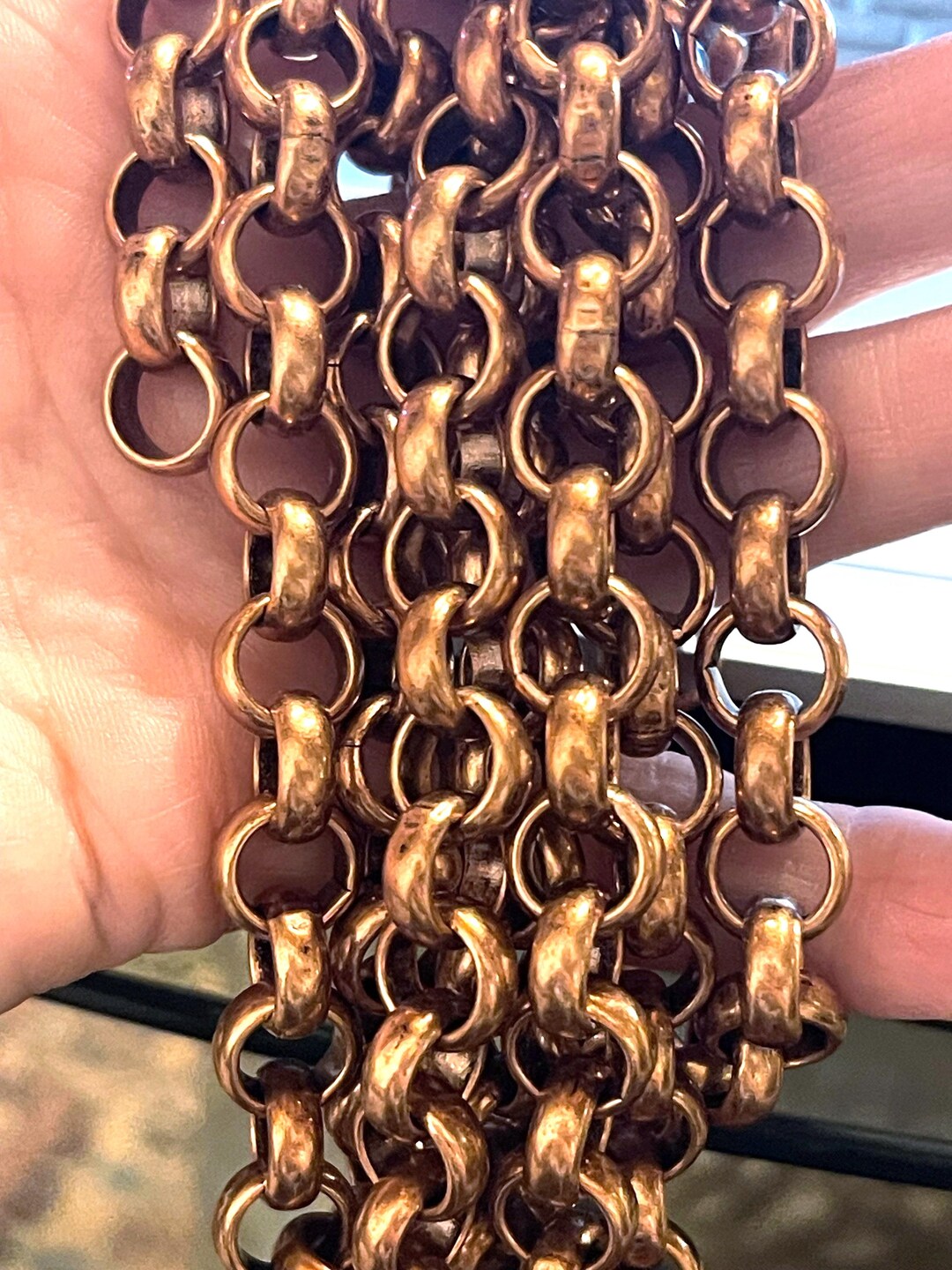 Extra Large, 11 Mm. Antiqued Copper Plate With a Brass Core Rolo Chain ...