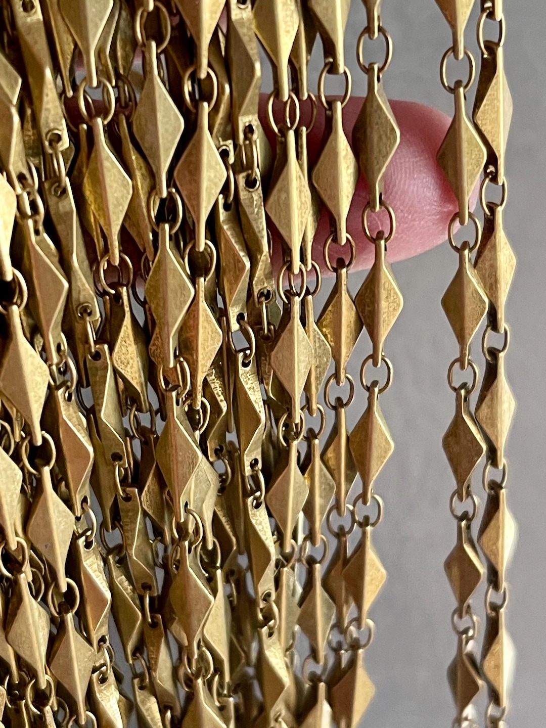 Solid Brass Raw Unplated Diamond-shape or Lozenge Bar Chain. Soft ...