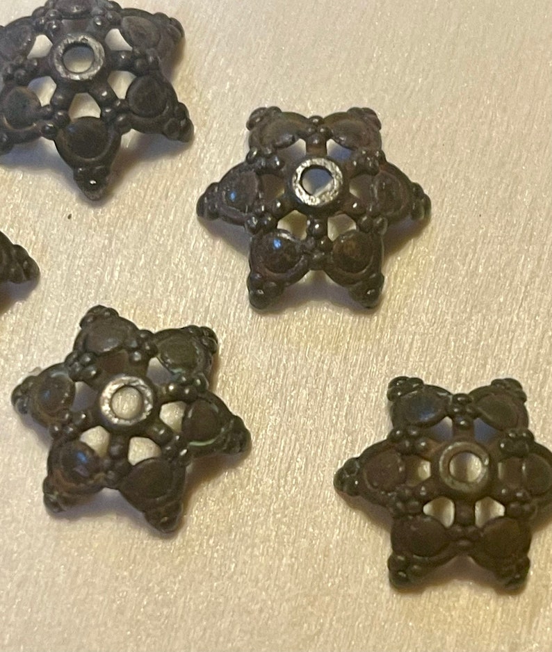 6 Point Star Bead Cap, Antique Patina Brown/black, 15mm, 20 per Order ...