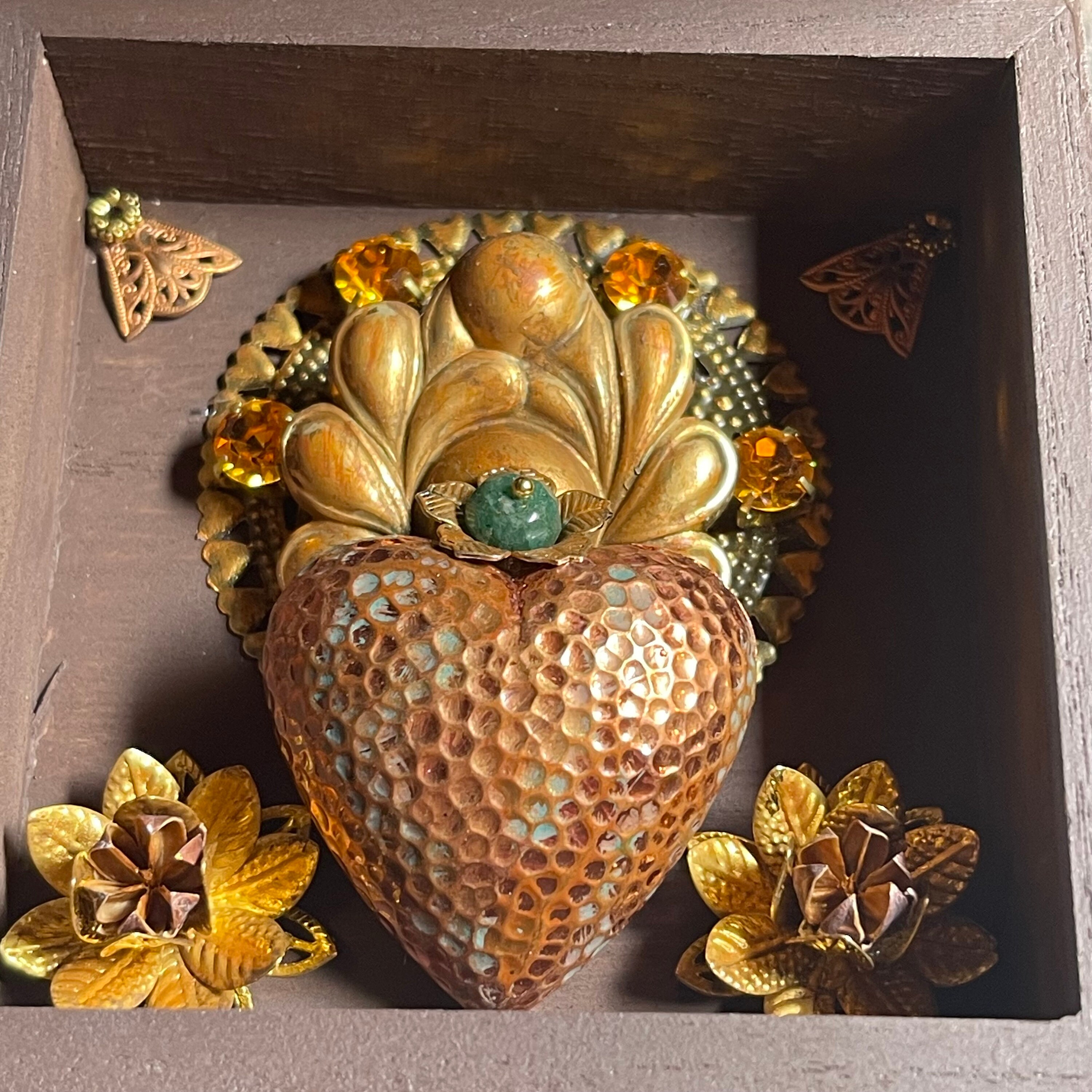 Sacred Heart Golden Rhinestone Heart Box. A Unique Gift of Your Heart ...