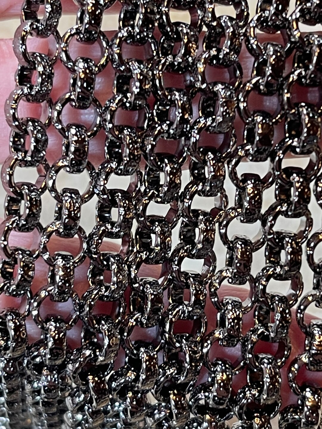 This Lovely Heavy Textured Chain is Shiny Gun Metal Color 6.3mm. Priced ...