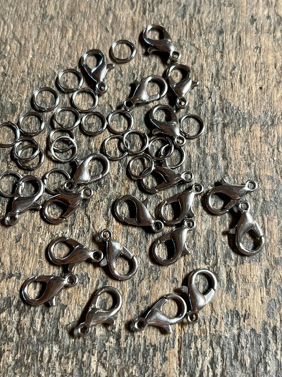 Lobster Clasp, Gun Metal, and Jump Ring. 6 Pairs in Each Order. 12mm ...