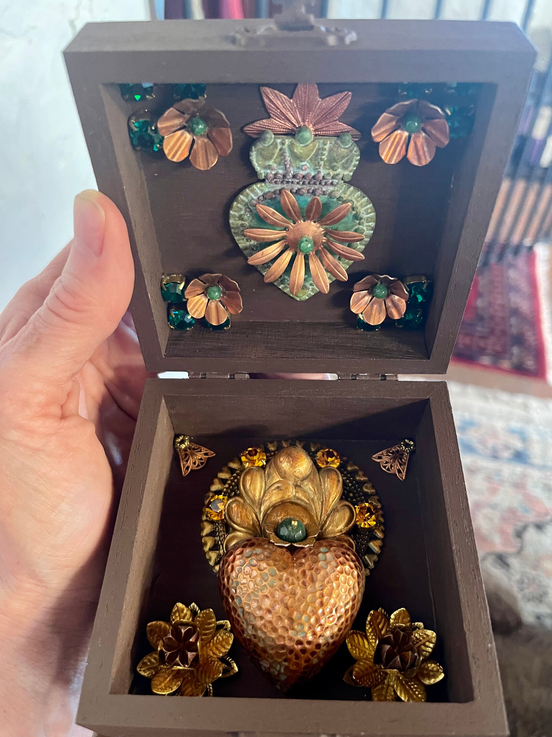 Sacred Heart Golden Rhinestone Heart Box. A Unique Gift of Your Heart ...