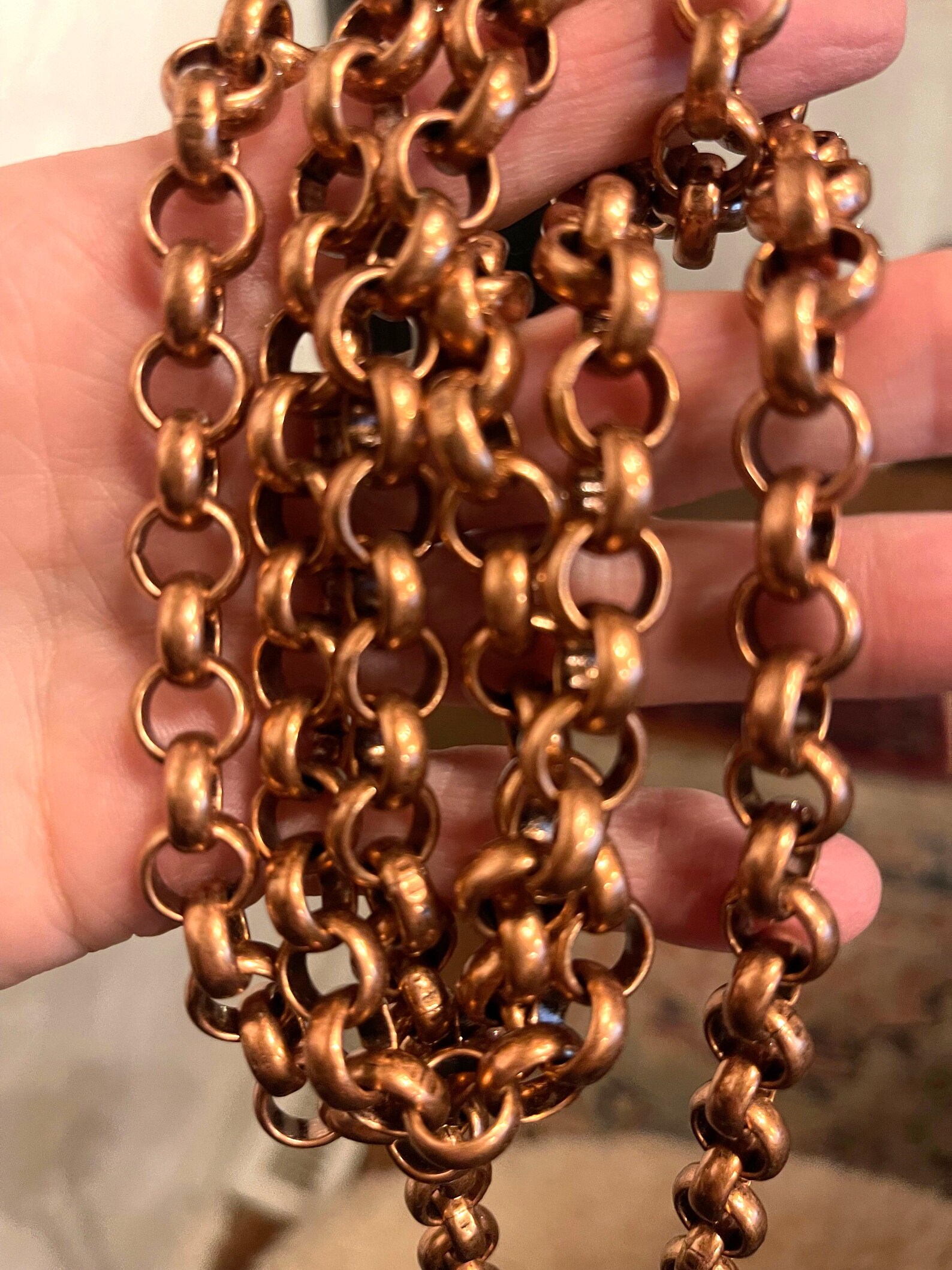 Extra Large, 11 Mm. Antiqued Copper Plate With a Brass Core Rolo Chain ...