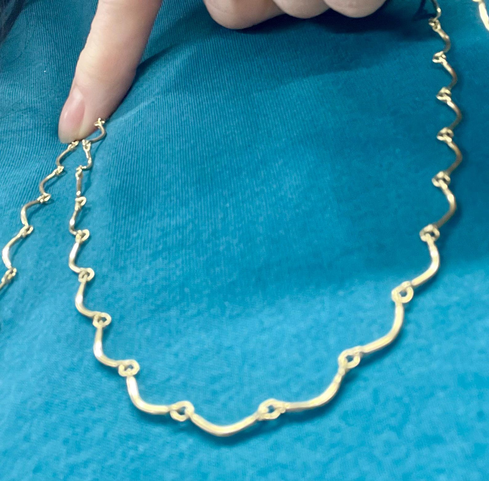 Raw Brass, Curved Chain. Natural Golden Brass Color. Unplated Delicate ...