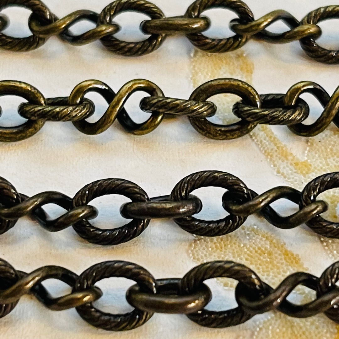 Twisted Link Chain, Antique Brass. Vintage Style. Priced by the Foot ...