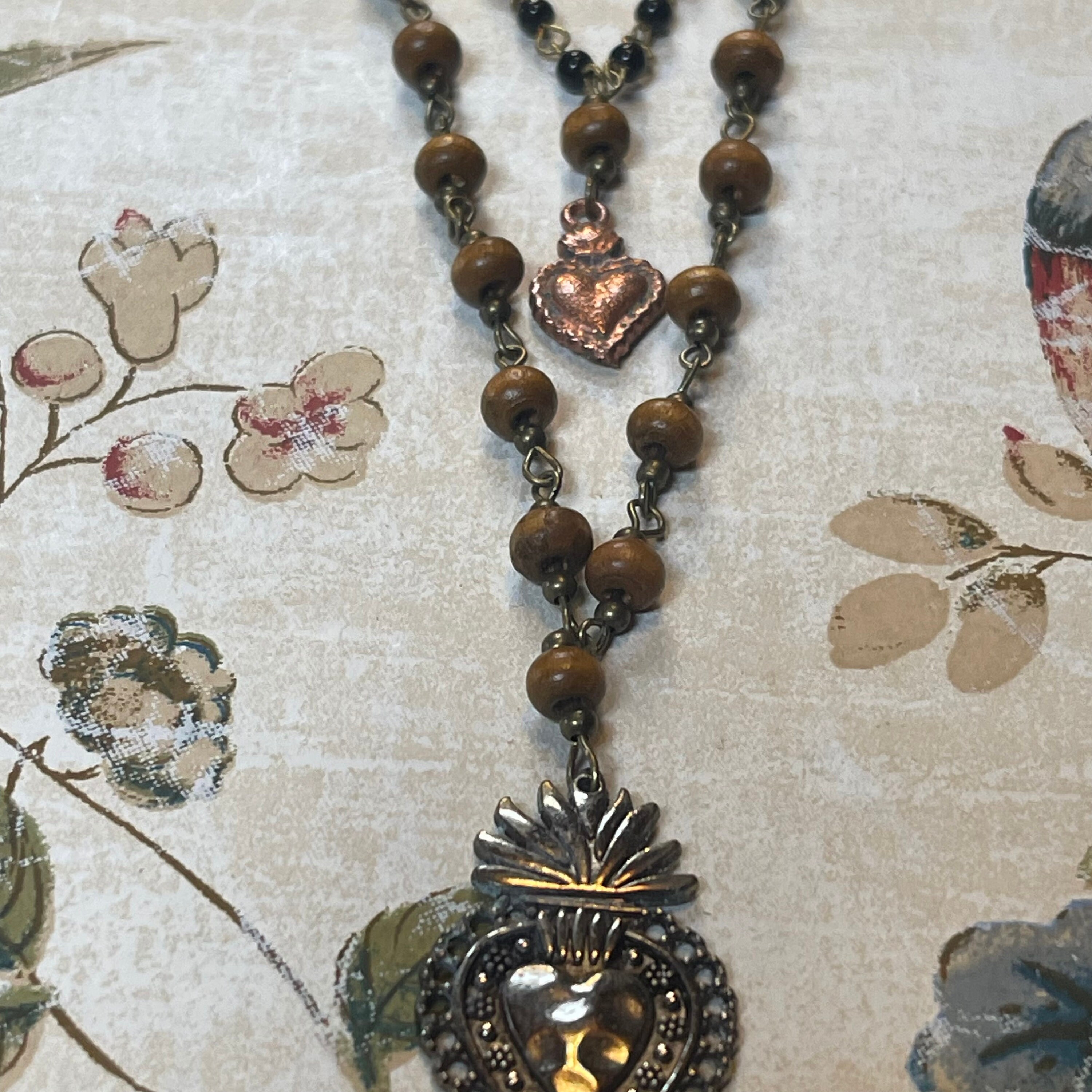 6.8mm, Natural Color Wood Bead Chain, With Brass Beads and Wire ...