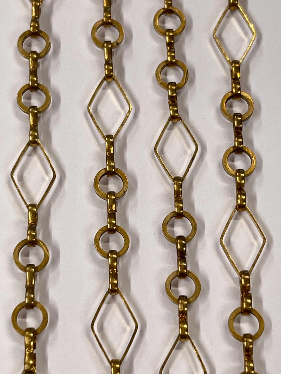 Raw Brass Diamond & Circle Chain: Unsoldered, Natural Patina (priced by ...