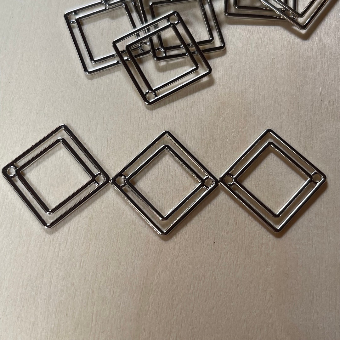 Square Connectors Links, Silver Metal. 20mm. 20 per Order - Etsy
