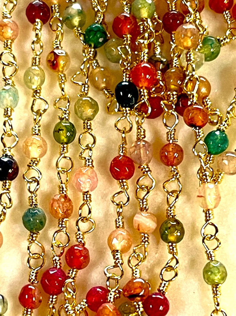 Bead Chain, 4mm, Faceted Round Natural Agate. Price is by the Foot. LB1 ...